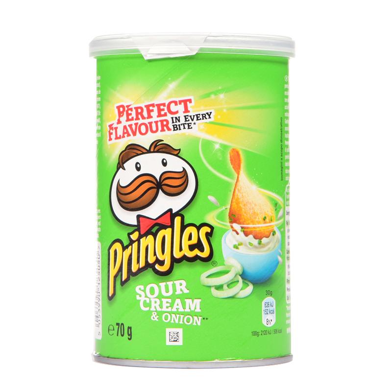 Pringles bulvių traškučiai su grietine ir svogūnais 70 g, žema kaina ...