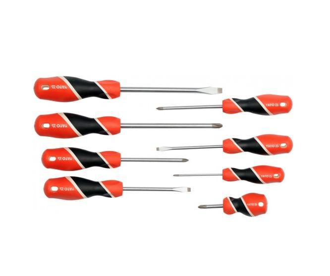 YATO SUKTUČIŲ RINKINYS 8 vnt. FLAT / CROSS S2 58 HRC 25966, modelis - YT-25966, žema kaina ...