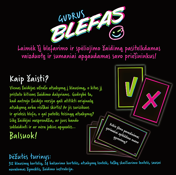 Trefl Stalo žaidimas "Gudrus blefas" (Lietuvių kalba), modelis - 02371T ...