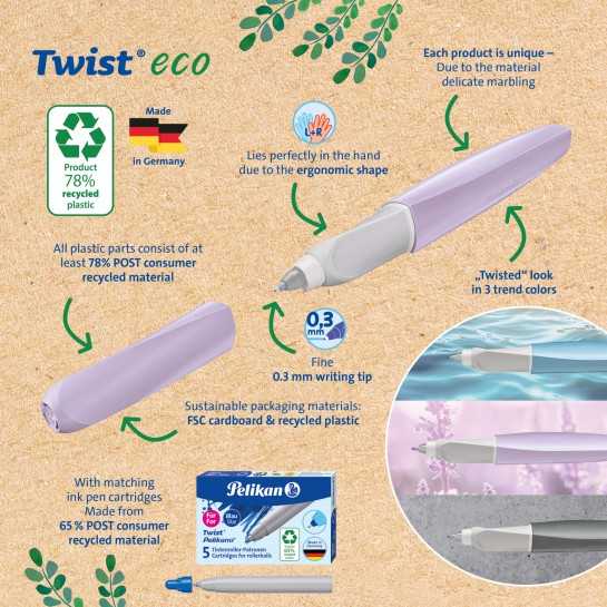 Pelikan Rašiklis TWIST ECO R457 lavender, modelis - 11PN824668, žema ...