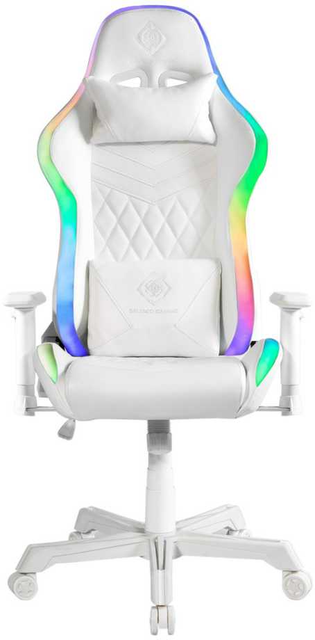 Žaidimų kėdė DELTACO GAMING Baltas LINE, RGB, kaklo pagalvėlė, nugaros ...