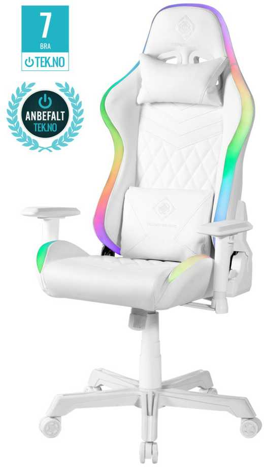 Žaidimų kėdė DELTACO GAMING Baltas LINE, RGB, kaklo pagalvėlė, nugaros ...