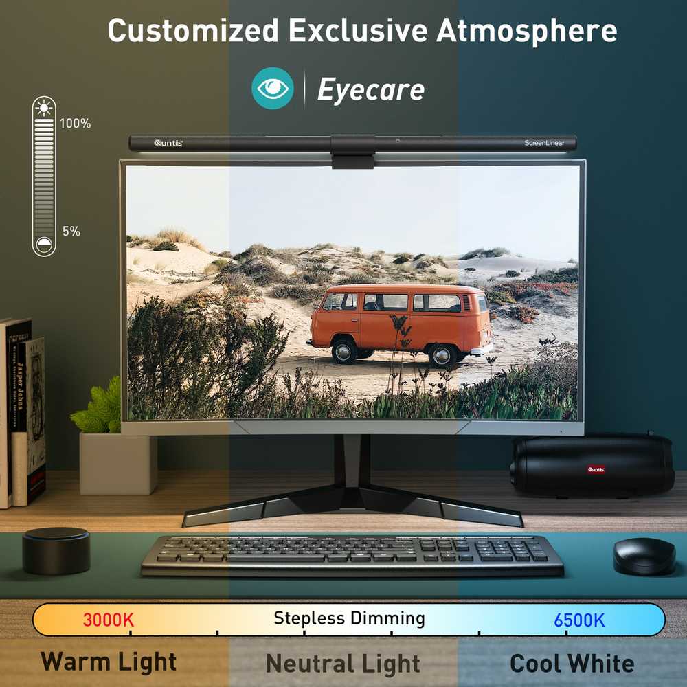 Quntis LED monitoriaus lempa su belaidžiu valdikliu ScreenLinear PRO+ Q ...
