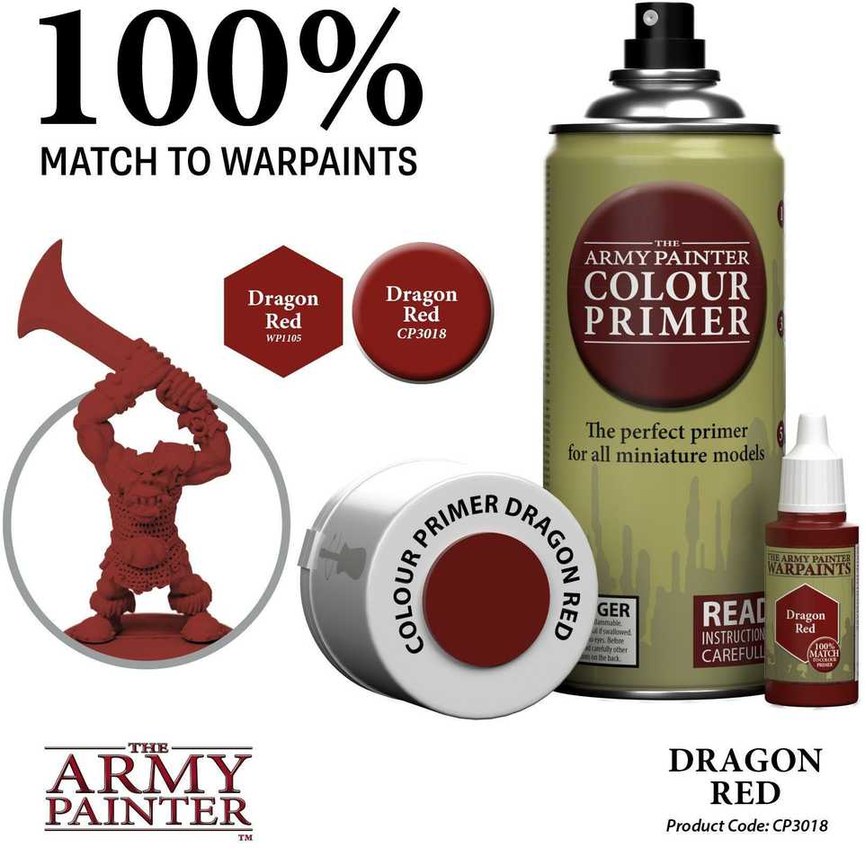 The Army Painter Colour Primer: Dragon Raudona, modelis - CP3018, žema ...