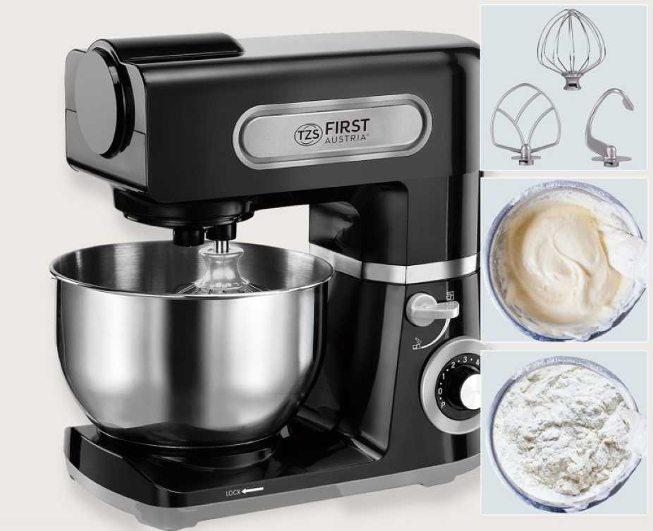 TZS First Austria Dough Mixer 1500W Max, 6L Stainless Steel Bowl FA ...