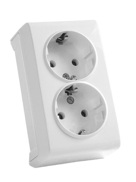 Dviguba virštinkinė rozetė, su įžeminimu, balta, Vera, modelis - Vera ...