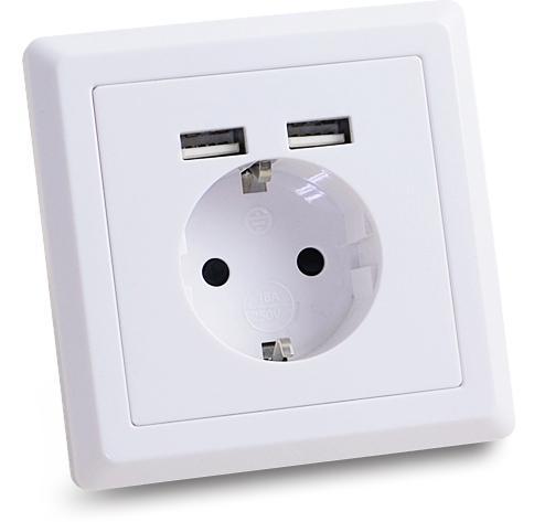 Rozetė potinkinė su 2xUSB jungtim, 2,4A, TESATEK, modelis - A, žema ...