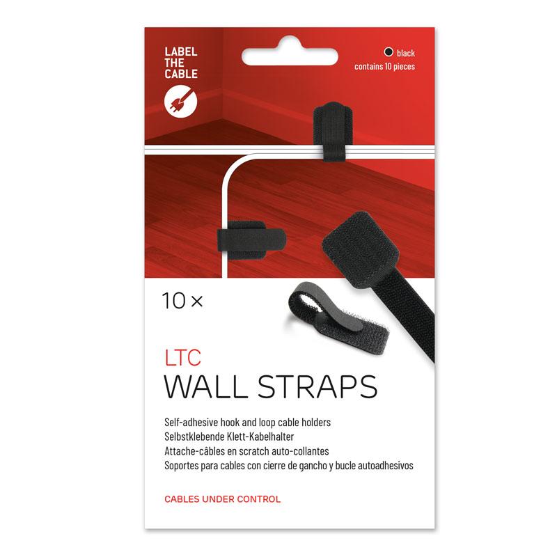 LABEL THE CABLE Wall Velcro Cable Holder 10-piece Set - juodos spalvos ...