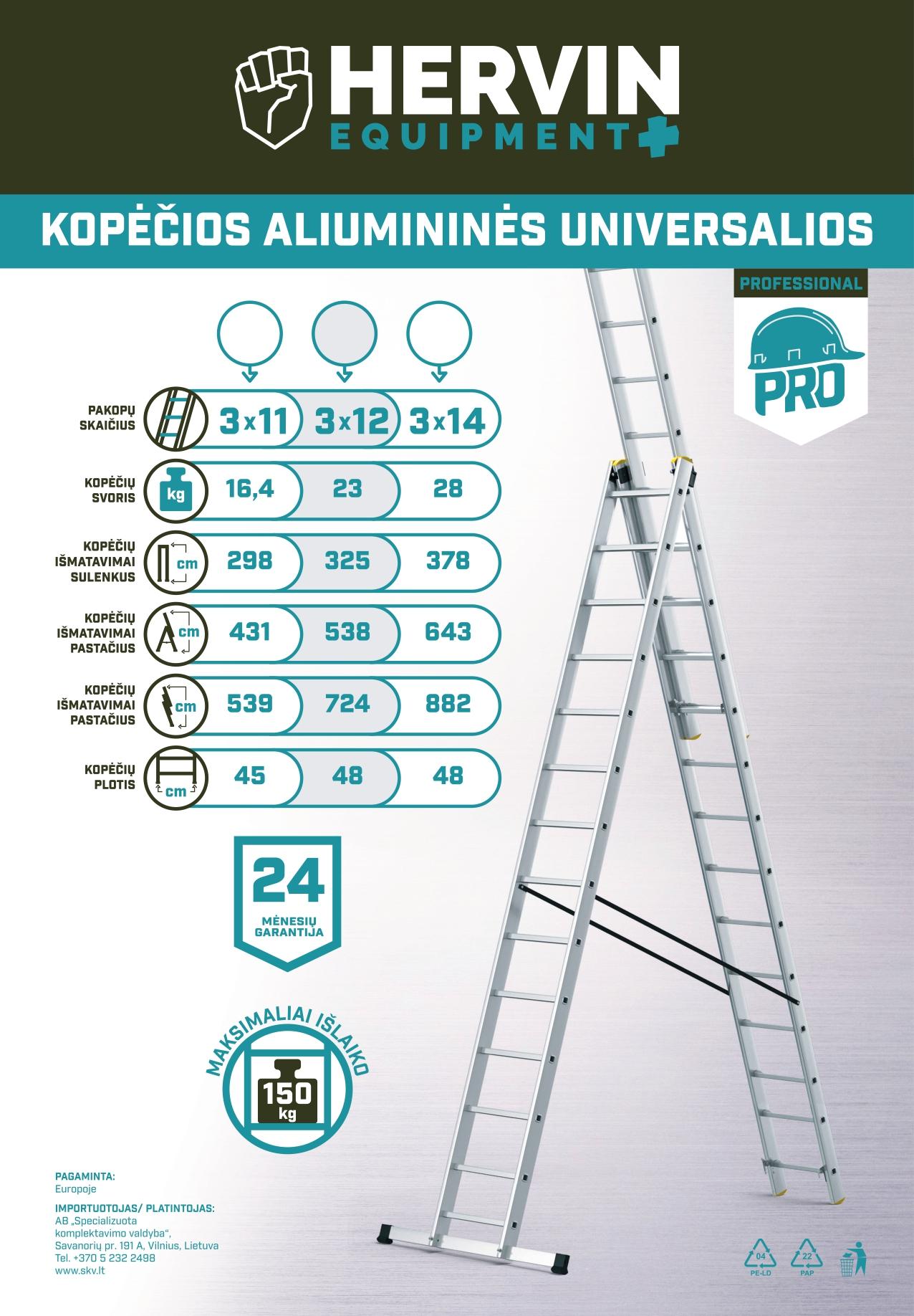 Kopėčios profesionalios HERVIN EQUIPMENT+, alium. universalios ...