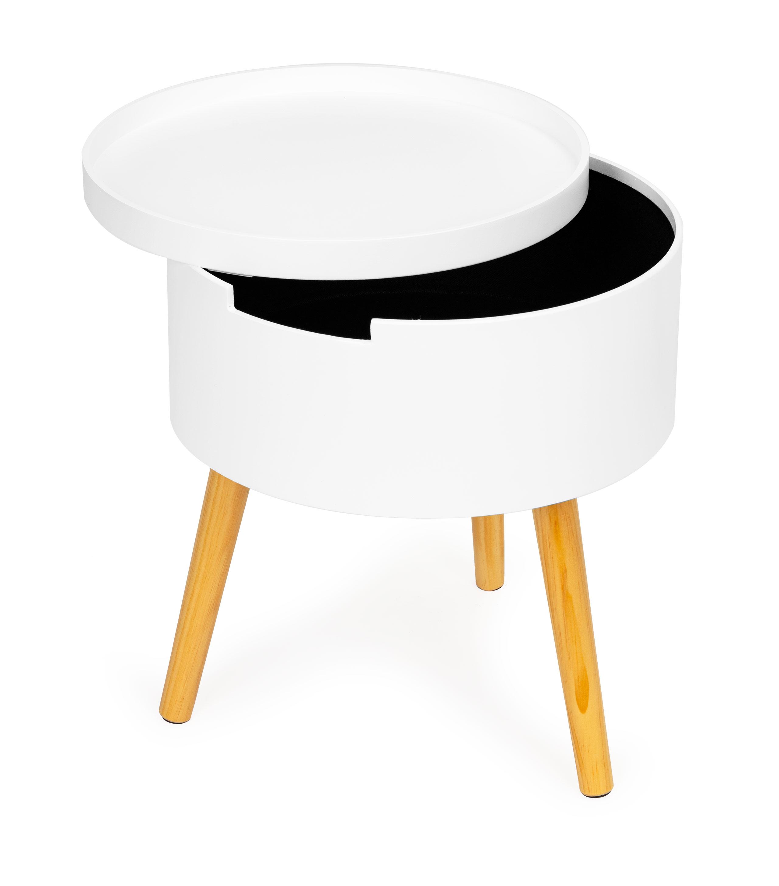 Apvalus kavos staliukas su saugykla ModernHome ,baltas, žema kaina ...