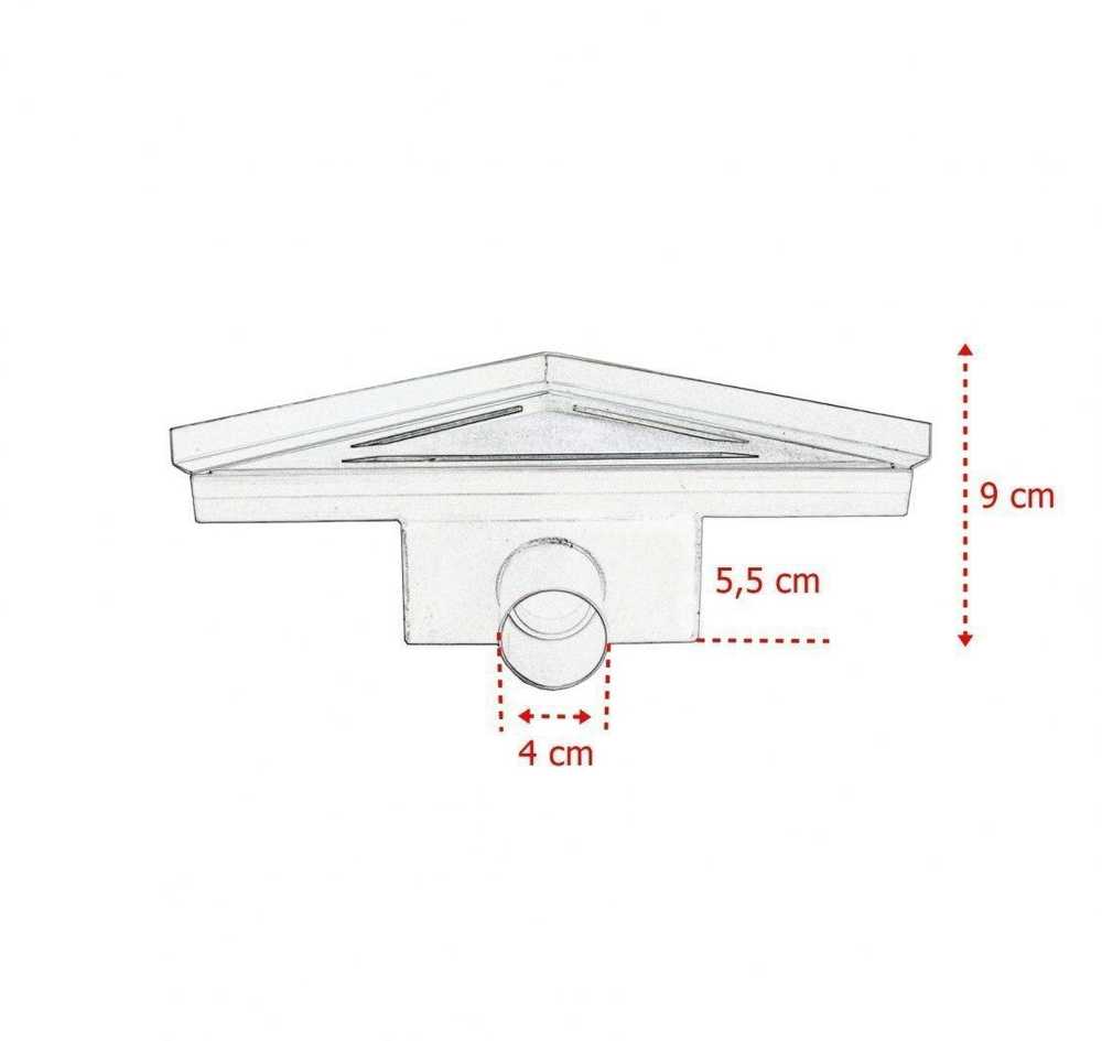 Trikampis kampinis grindų kanalizacijos dušo nutekėjimui, modelis ...
