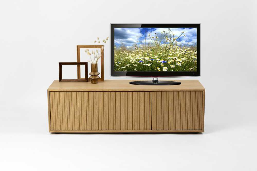 TV staliukas Išskirtinio dizaino TV spintelė, natural oil, 140 cm, žema ...