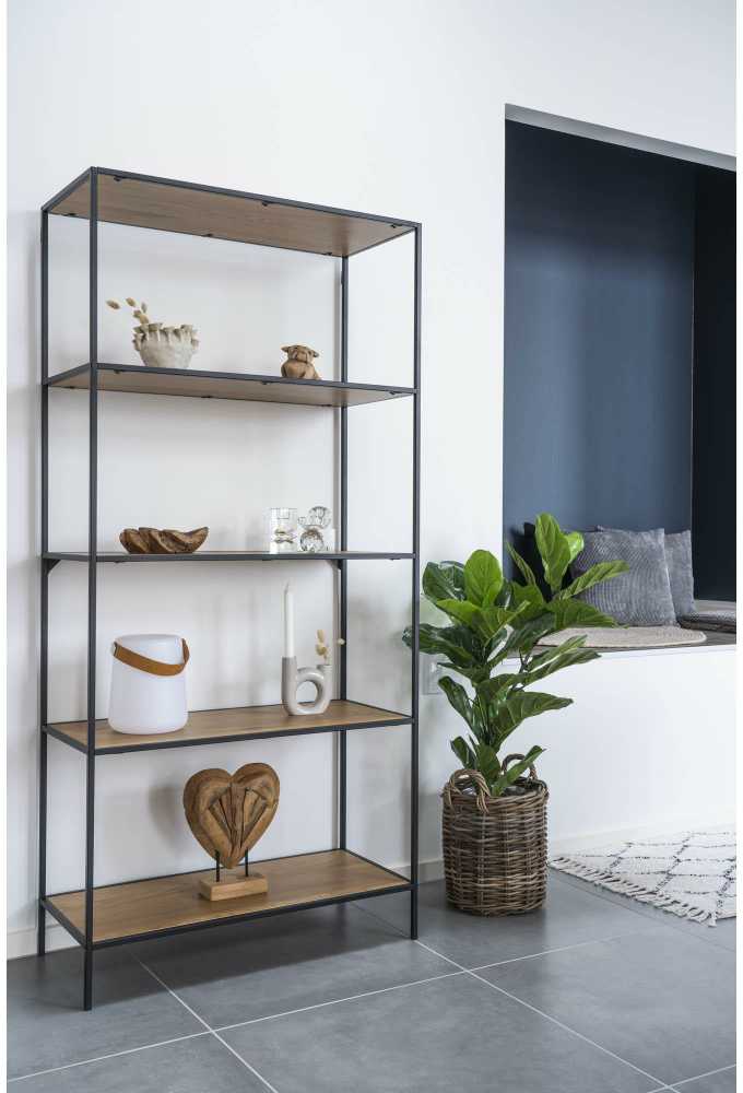 Vita metalinė pastatoma lentyna su ąžuolo imitacijos lentynomis ...