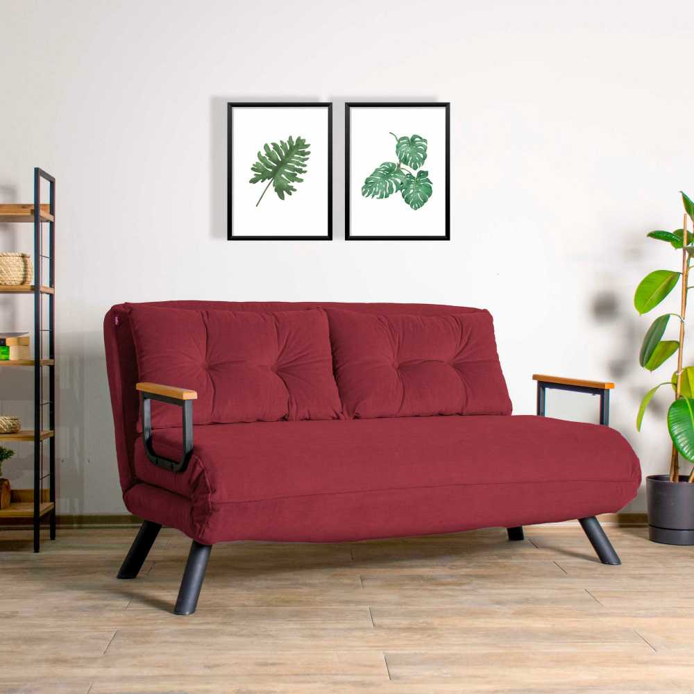 Hanah Home 2 vietų sofa-lova Sando 2-Seater - Maroon, modelis ...