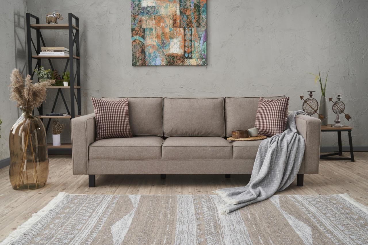 Kalune Design 3 vietų sofa Kale Linen - Kreminis, modelis - 825BLC2730 ...