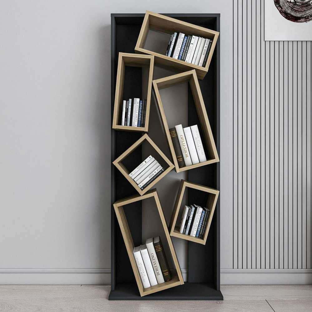 Kalune Design Knygų lentyna Carmen - Juodas, Oak, modelis - 875ZNA4610 ...
