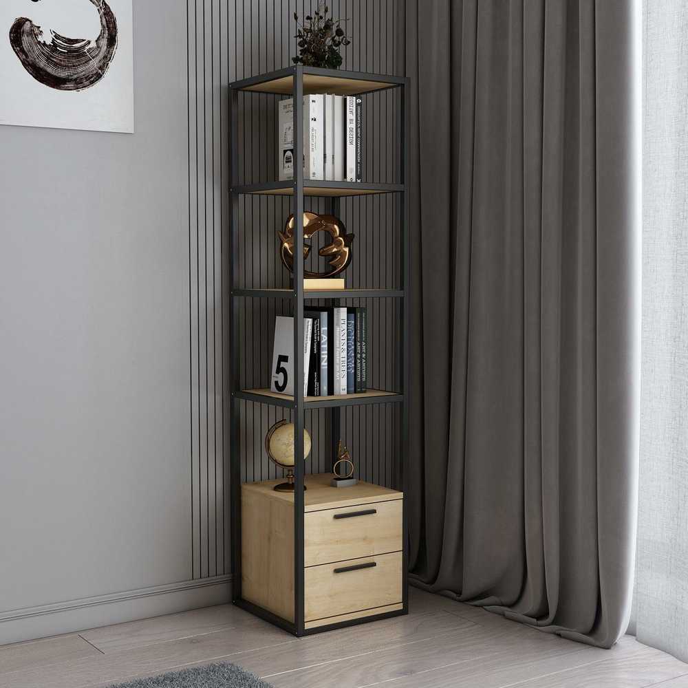 Kalune Design Knygų lentyna Robbins - Juodas, Oak, modelis - AGC779656 ...