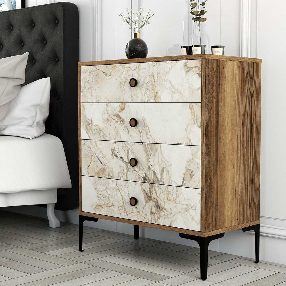 Asir Kalune Design Komoda Lizbon 538 - Walnut, Baltas, modelis ...