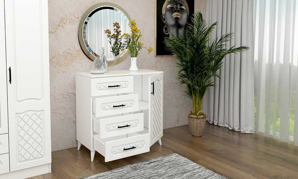 Kalune Design Komoda Ediz 102 - Baltas, žema kaina | Varle.lt