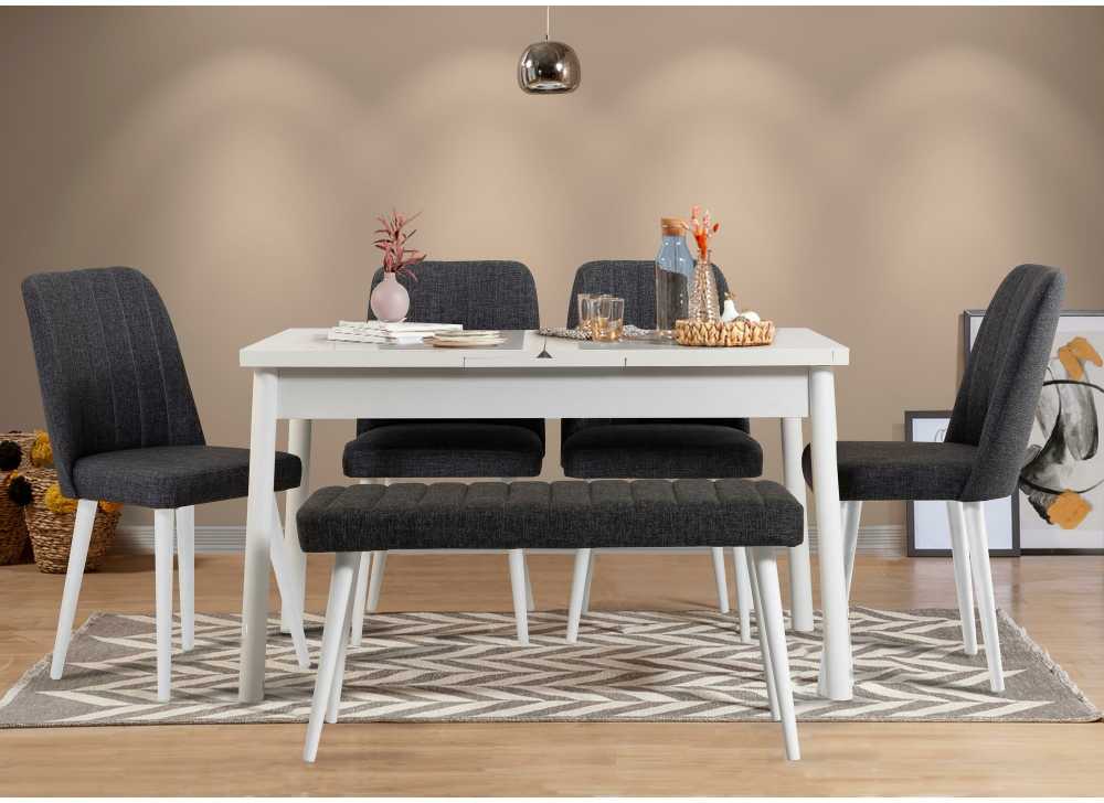 Kalune Design Išskleidžiamas valgomojo stalo ir kėdžių komplektas (6 ...