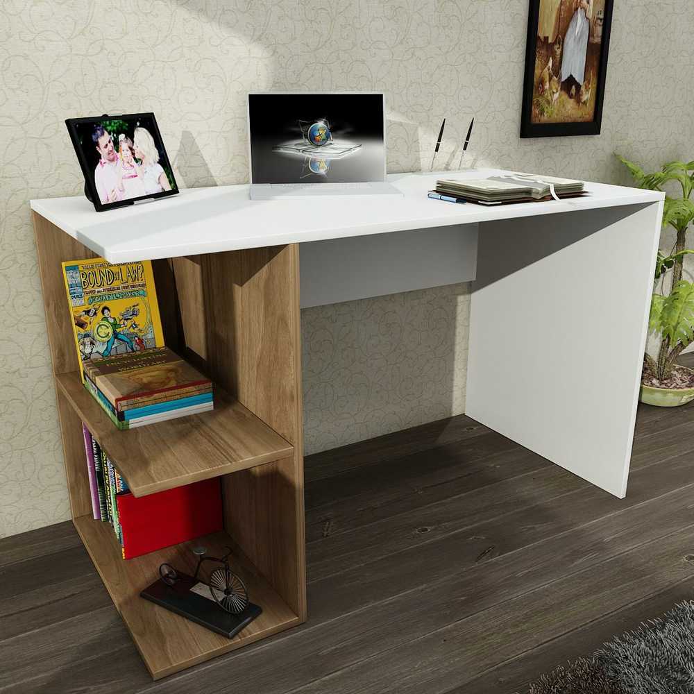 Kalune Design Studiju stalas Elegance - Baltas, Walnut, modelis ...