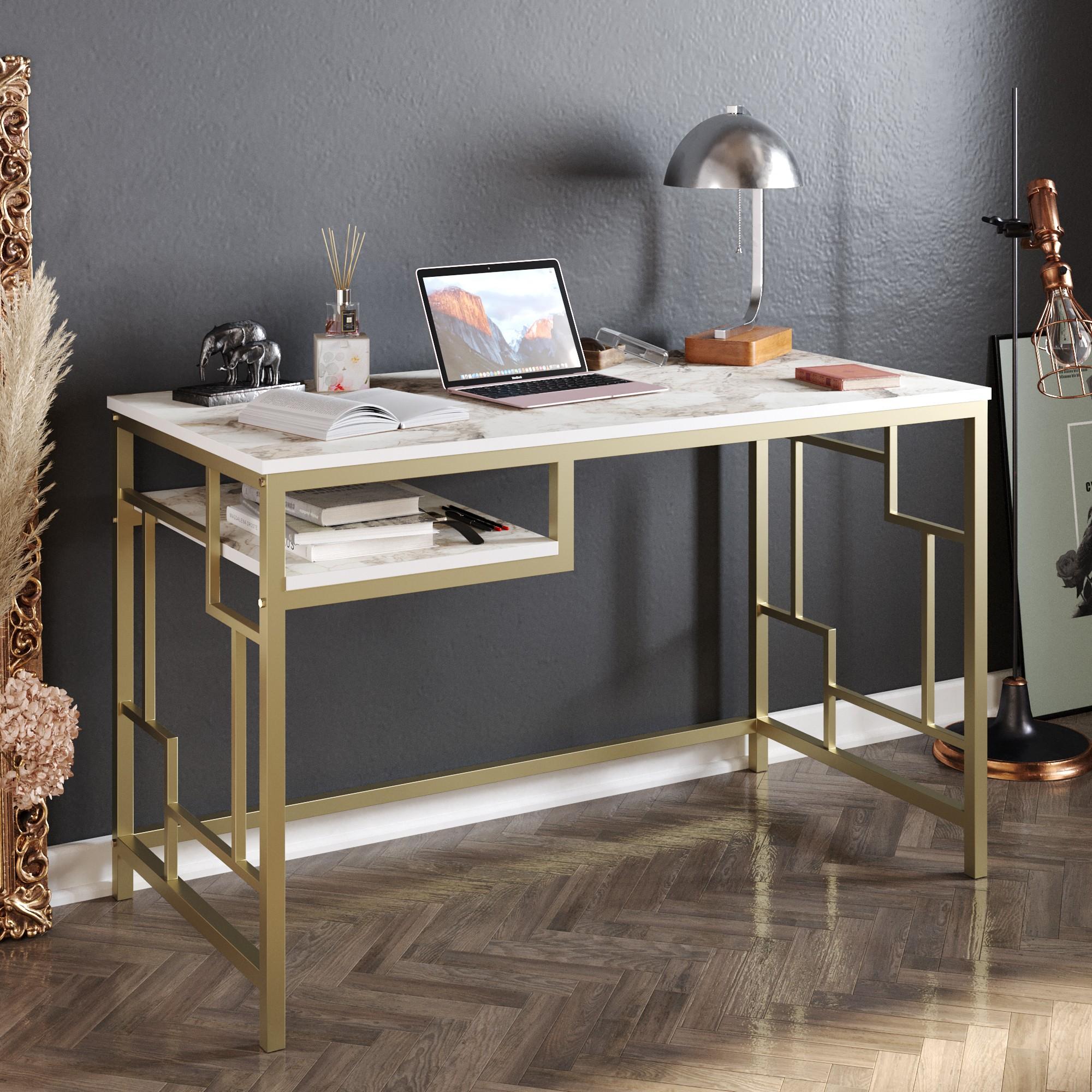 Kalune Design Studijų stalas Victory - Gold, modelis - AGC576102, žema ...