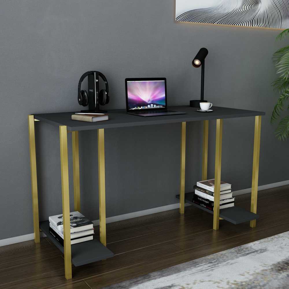 Kalune Design Studijų stalas Academy - Gold, Anthracite, modelis ...