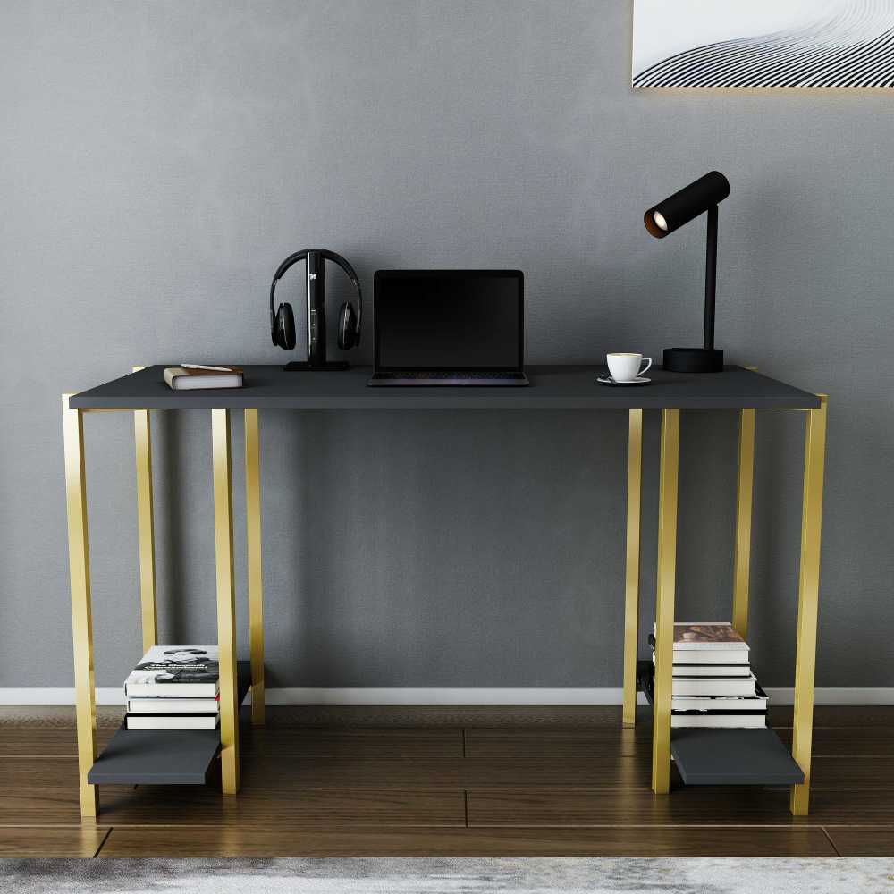 Kalune Design Studijų stalas Academy - Gold, Anthracite, modelis ...