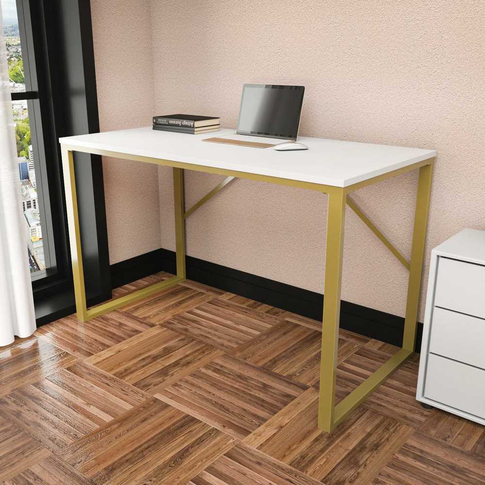 Asir Kalune Design Darbo stalas Layton - Gold, Baltas, modelis ...
