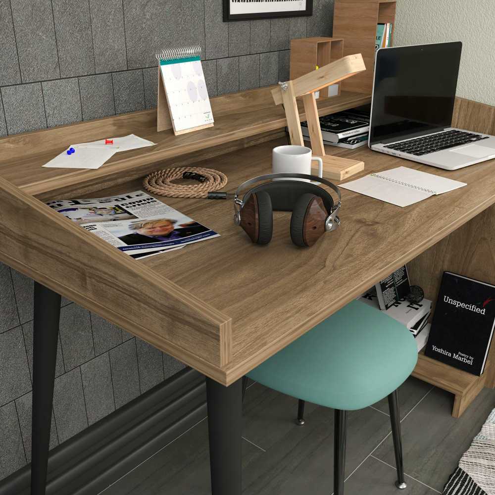 Kalune Design Studijų stalas Vanessa - Walnut, modelis - AGC878877 ...