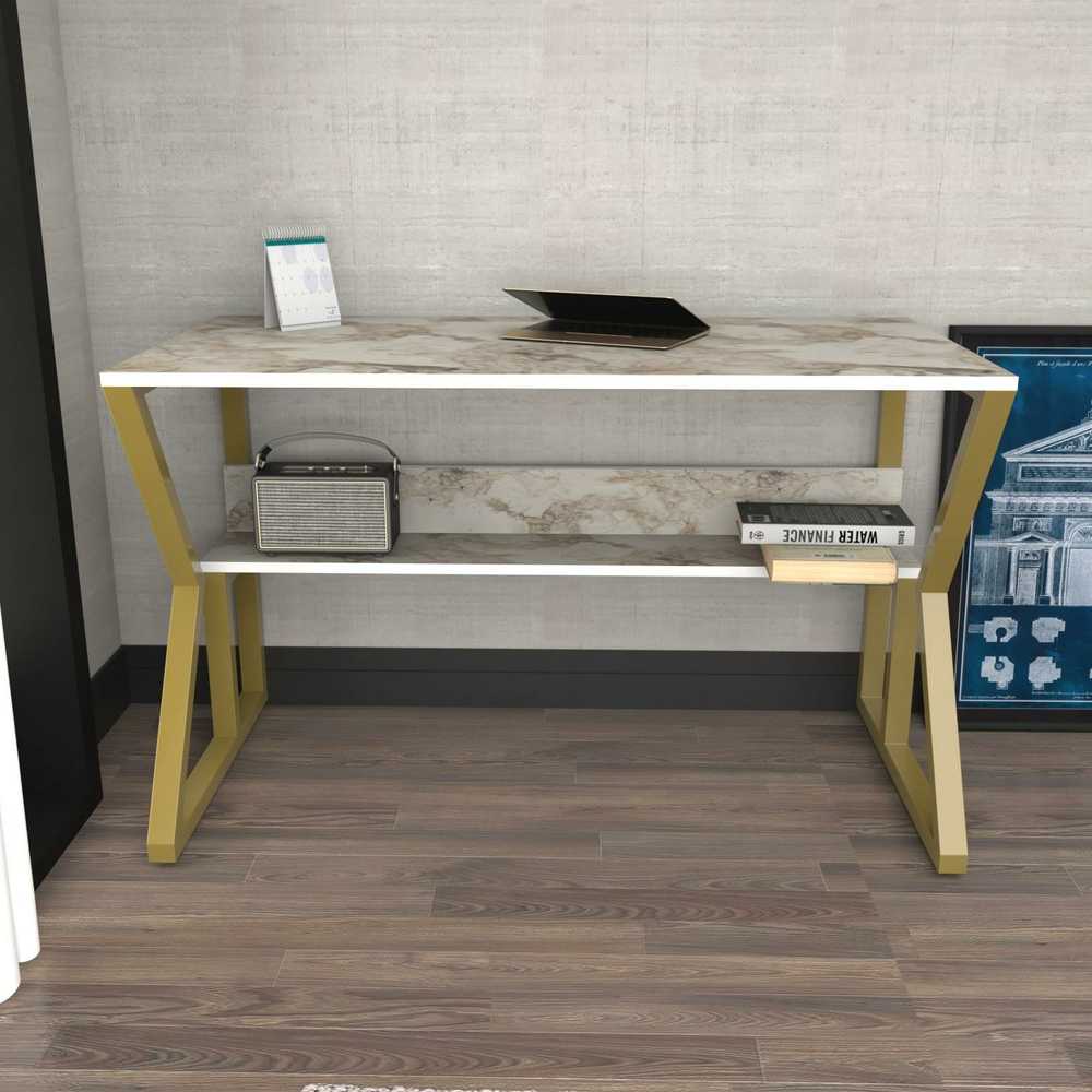 Asir Kalune Design Darbo stalas Wake - Baltas, Gold, modelis ...