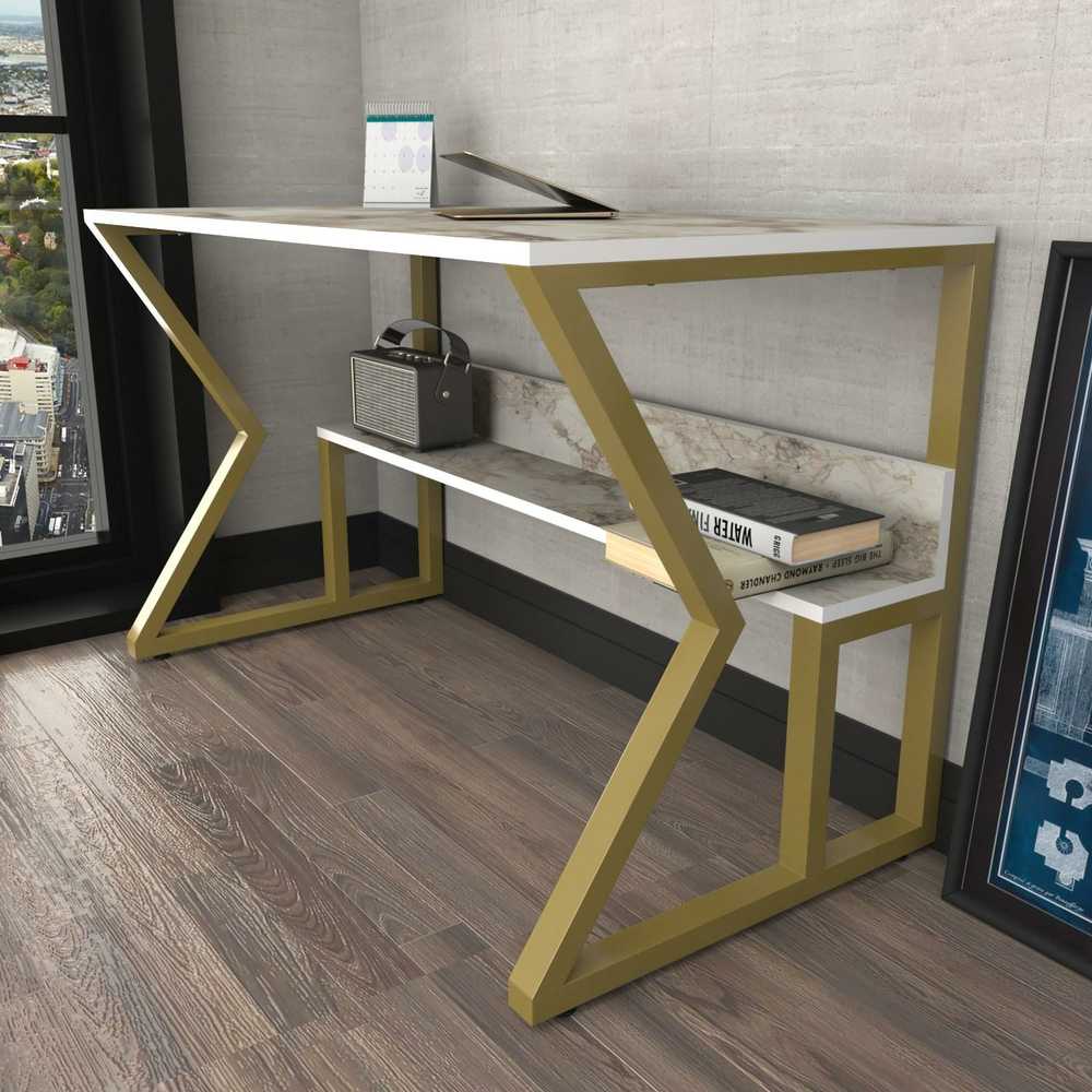 Kalune Design Darbo stalas Wake - Baltas, Gold, modelis - 875ZNA4574 ...