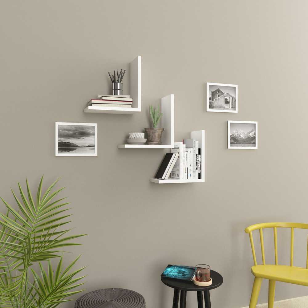 Kalune Design Sienos lentyna Wesley - Baltas, modelis - AGC818136, žema ...