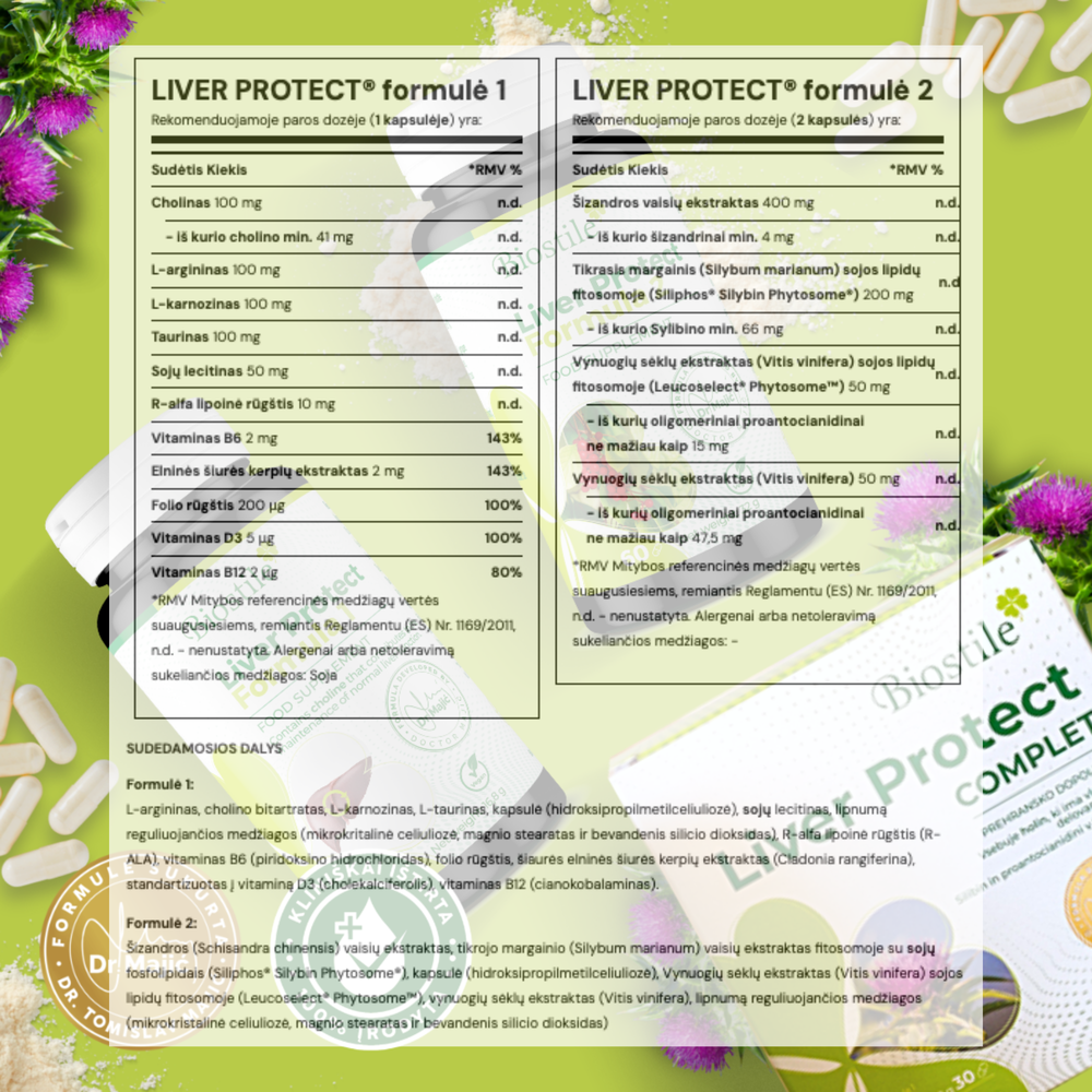 Pažeistų kepenų atstatymui Liver Protect® Complet, 30 + 60 kapsulių ...