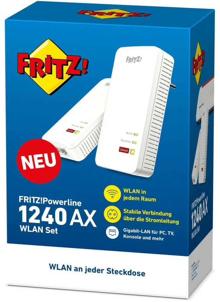 Adapteris powerline AVM AVM FRITZ!Powerline 1240 AX WLAN Set Gigabit ...