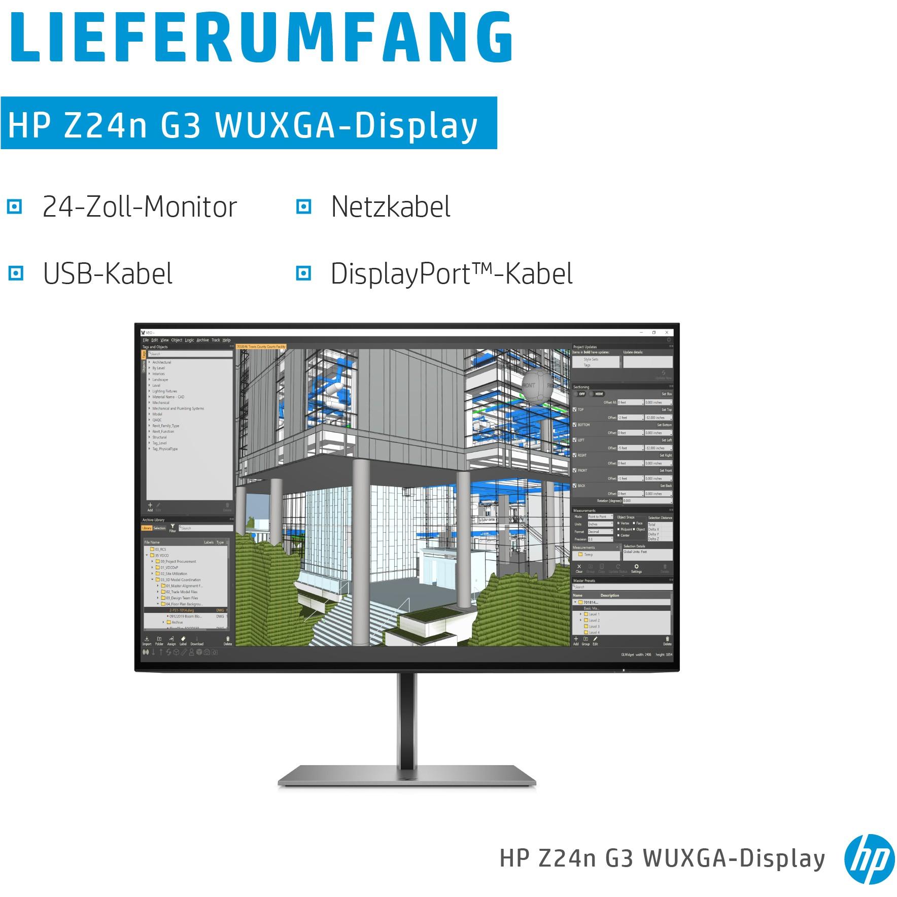 Hewlett Packard (HP) HP Z24n G3 WUXGA monitorius – 24 colių 1920x1200 WUXGA 350 nitų 60 Hz AG ...