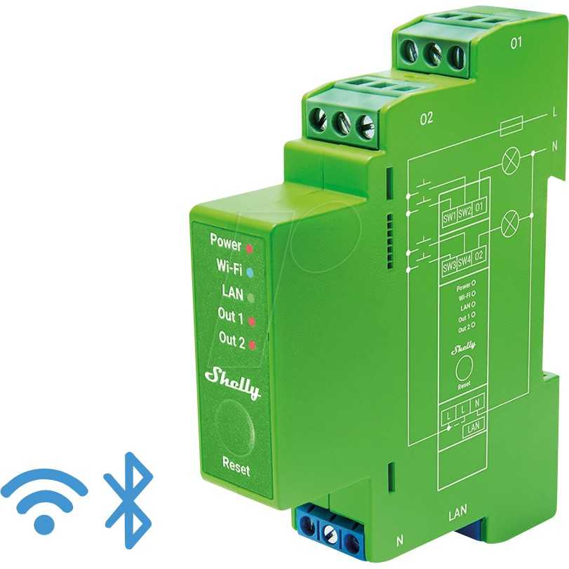 Shelly Pro Dimmer 2PM 2 kanalų pritemdymo modulis, modelis - Shelly Pro ...