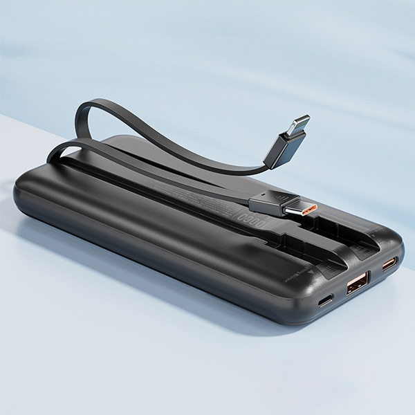 AWEI PowerBank su integruotu kabeliu Lightning / USB-C P77K 10000mAh ...