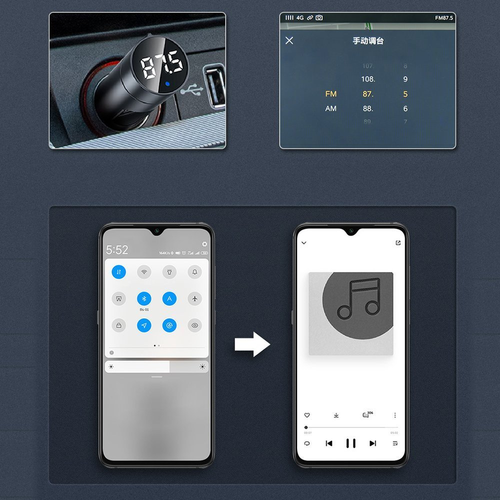 FM moduliatorius Baseus CCTM-B01 2xUSB, modelis - CCNLZ-0G, žema kaina | Varle.lt