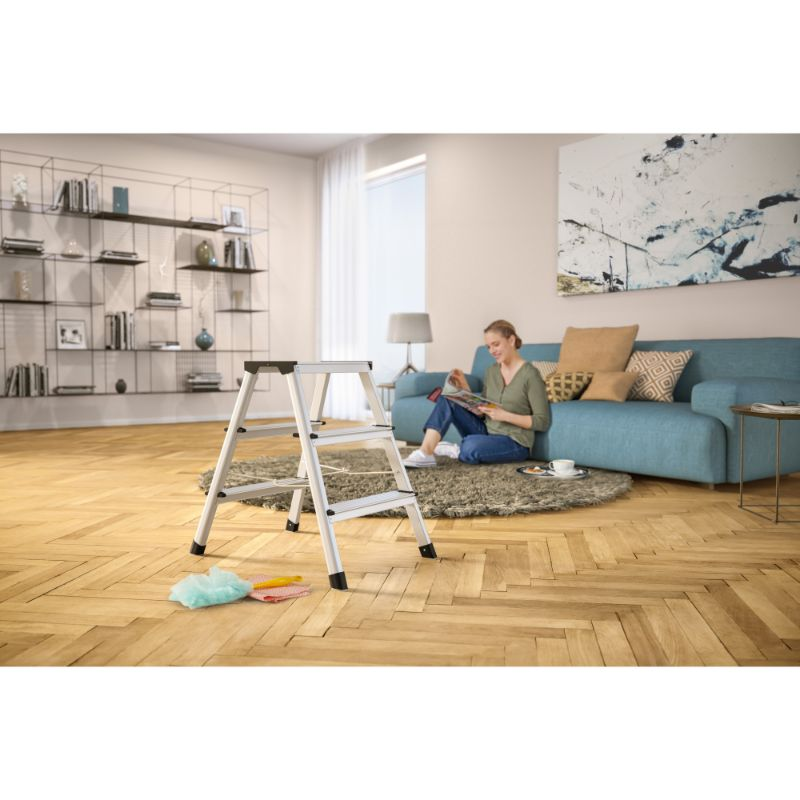 Hailo laisvai stovinčios kopėčios dvipusė aliuminė 3 pakopų (L90 Step ...