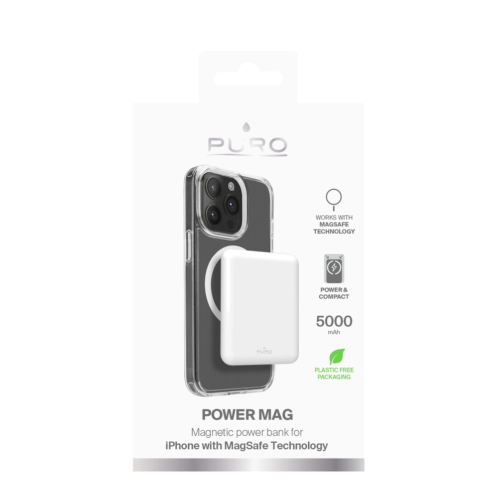 Puro Elektrik Puro Power Mag 5000mAh Powerbank su MagSafe USB-C - balta ...