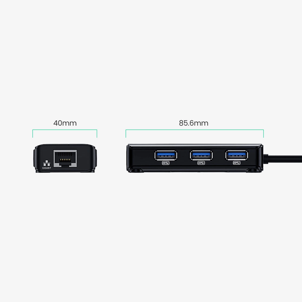 Ugreen USB-A / RJ45 1000 Mbps HUB 3x USB 3.0 tinklo adapteris - juodas ...