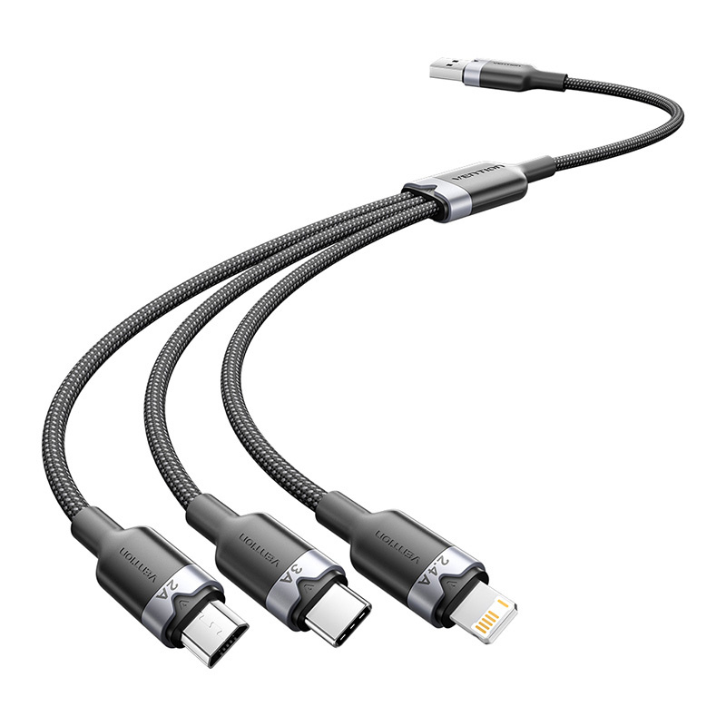 USB 2.0 A tipo kištukas į 3 viename USB-C, Lightning ir Micro-B tipo ...