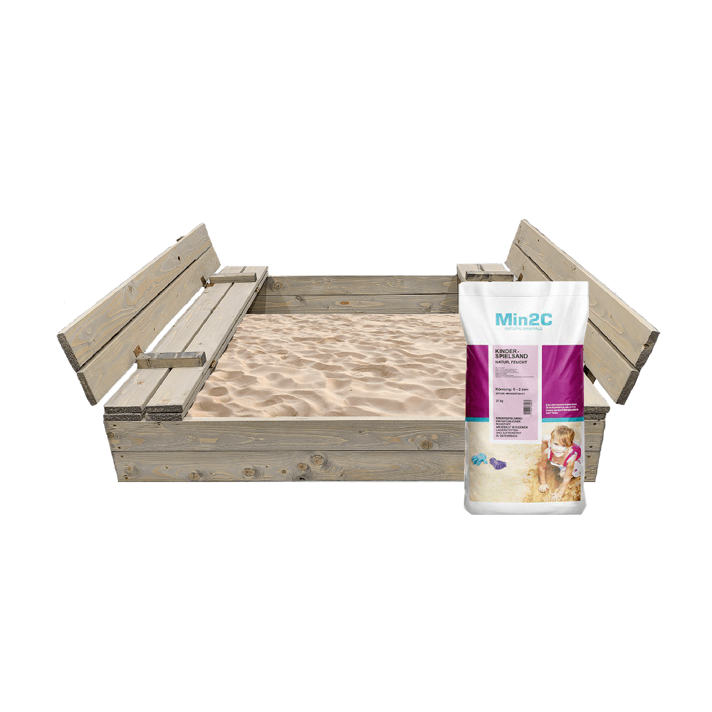 Smėlio dėžė Bonus Orbis, 120x120cm, su patiesalu ir 250kg smėlio, pilka ...