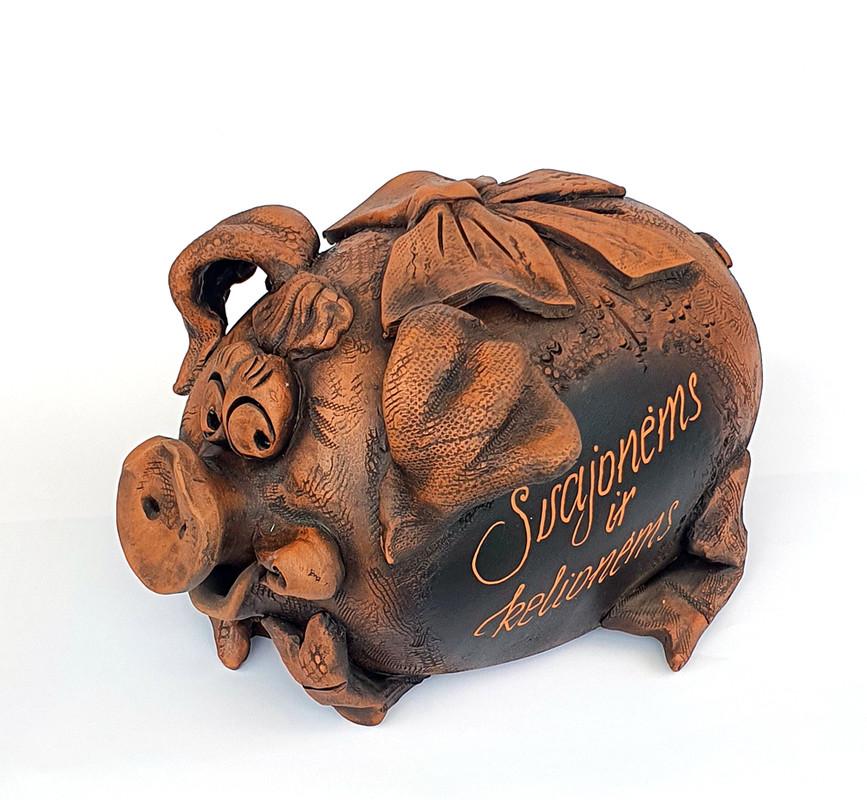 Molija Taupyklė kiaule mergaitė su užrašu Svajonėms ir kelionėms ruda ...